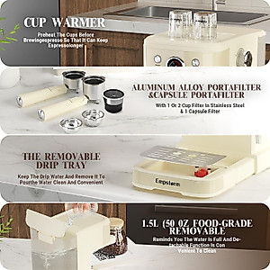 Empstorm Espresso Machine Latte Coffee Makers 20 Bar, 2 IN 1 Professional Cappuccino Machine and Milk Frother Steam Wand Compatible for NS Original Capsules for Home Brewing