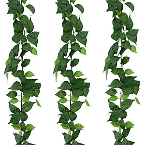 Apeair 3Pcs Artificial Greenery Ivy Vines Kit, 6FT Odorless Silk Ivy Garland, Green Leaves Fake Hanging Plants, for Boho Decor, Home, Classroom, Wall, Party and Wedding Decoration