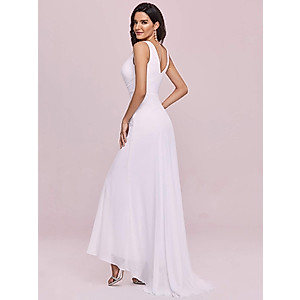 Ever-Pretty Womens Double V Neck Rhinestones Evening Dress 4 US White