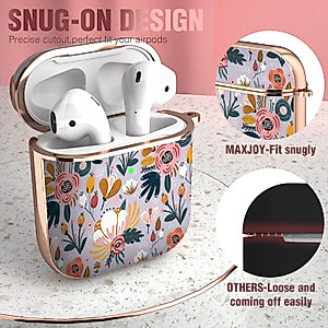 Maxjoy Case for AirPods 2&1, Flower Air Pod Case for Women Girls Cute Hard Protective iPods Cover with Keychain Compatible AirPod 2nd 1st Generation Wireless Charging Case, Floral