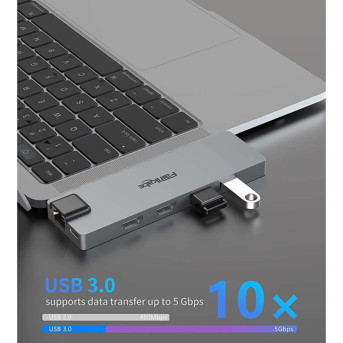 USB C Hub Multiport Adapter for MacBook Pro 2019/2018/2017, 8 in 1 USB C to Dual HDMI Adapter 4K 60Hz, 1Gbps Ethernet, SD/TF Card Reader and 100W PD Port, Dual USB 3.0 Docking Station