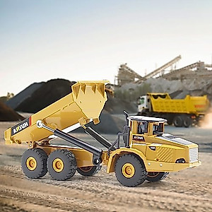 Dollox Die-cast Articulated Dump Truck Toys 1/50 Metal Heavy Duty Construction Vehicle Toys Articulated Dump Truck Engineering Vehicle Model Collection Alloy Truck Decoration Toy Gift for Kids