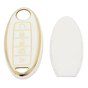 vurbemes 360 Degree Soft TPU Protector Key Fob Cover Case Compatible with Infiniti JX35 Q50 Q60 QX56 QX60 QX80 for Nissan Altima Murano Pathfinder Maxima Armada Rogue Key Fob (White)