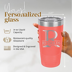 Personalized Tumbler with Engraved Name, Custom 20oz Stainless Steel Travel Mug with Lids, Monogrammed Gifts for Men with Initials, Double Wall Insulated, Unique Christmas Birthday Gift(Design 1)