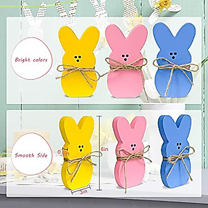 3Pcs LEBERY Easter Bunny Wooden Table Centerpieces Sign Wood Bunny Peeps Rabbit Shape Tiered Tray Decor Rustic Farmhouse Decor Easter Bunny Decor for Spring Home Office Dining Room Mantel Tabletop