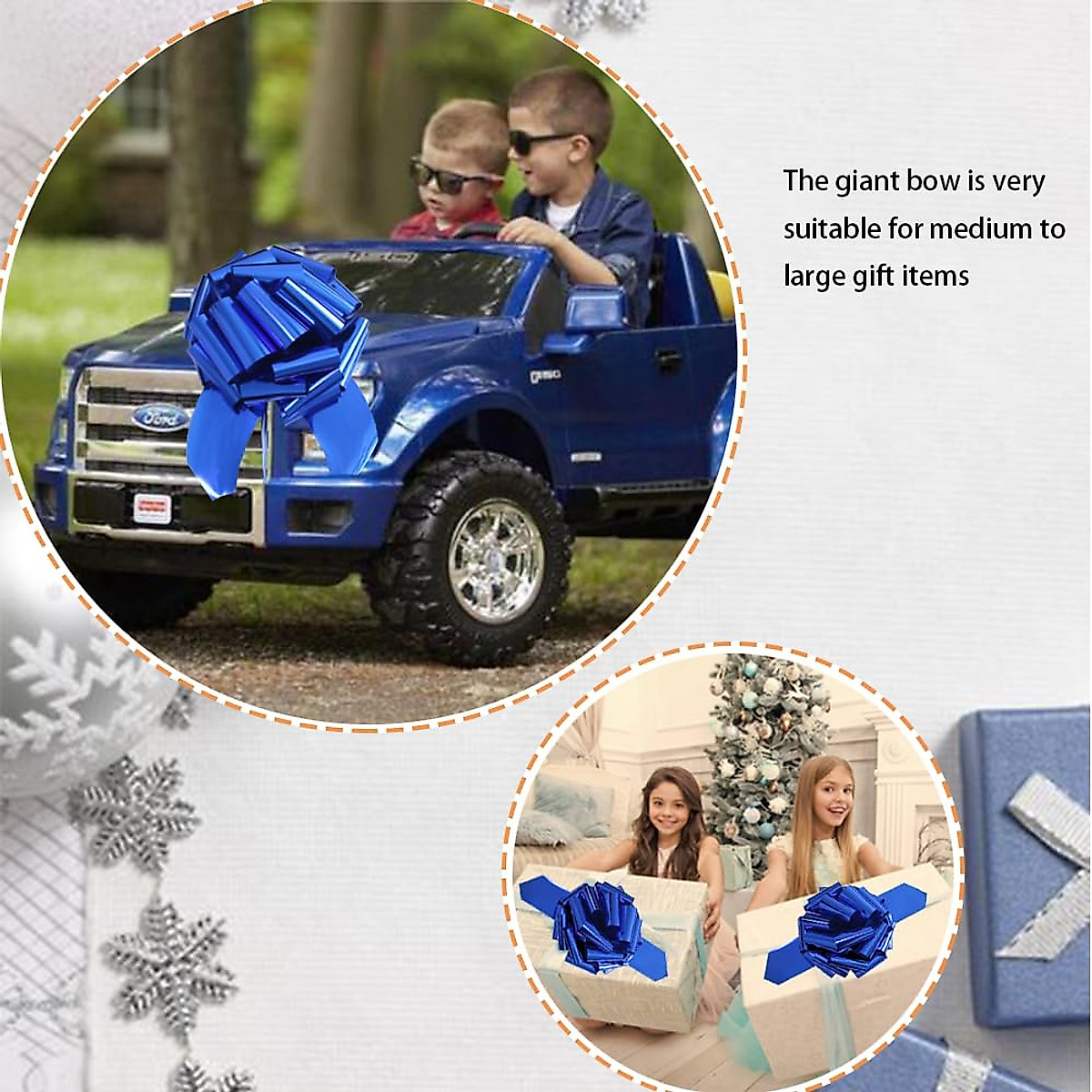 1 pcs Giant Bow,Large Gift Bow,12 "Metal Giant Bow Suitable for Bicycles,Household appliances,Christmas, Parties,and Large Bow Decorations on Dining Tables (Blue)