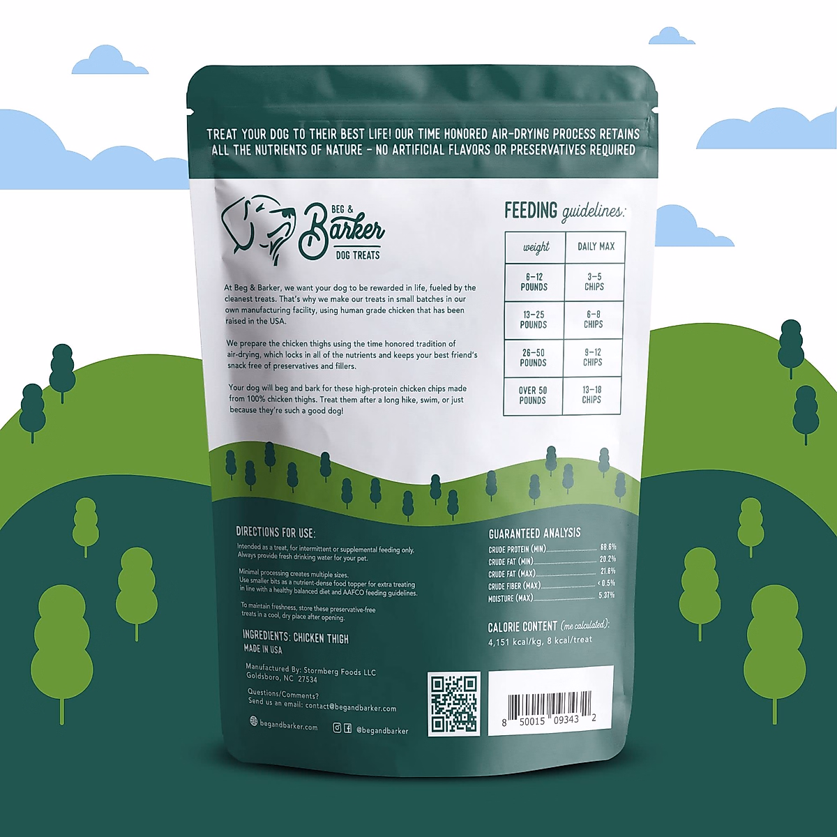 Beg & Barker Chicken Chips for Dogs (8oz, Pack of 1) - Single Ingredient Dog Treats Made for Small and Large Dogs Protein Human Grade Dog Treats Made from Real Meat Chicken, Made in USA