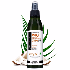 Awesome Synthetic Wig Leave-in Conditioner Spray, pH6, Professional Wig Care Solution, Detangle Spray, Moisturizes & Replenishes Synthetic Wigs, Easy Combing, Contains Coconut Oil, 7 fl oz