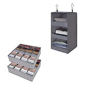 GRANNY SAYS Bundle of 1-Pack Hanging Closet Shelves & 2-Pack Socks Storage Organizers