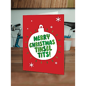 Brainbox Candy - Funny Christmas Card - 'Tinsel Tits' - Cheeky Xmas Cards - Festive Seasonal Humour Cards - For Him Her Men Women Friends Family - Merry Christmas