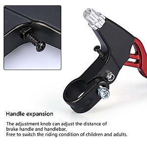 1 Pair Bike Brake Levers, Universal Handlebar Aluminum Alloy Bicycle Handle for for Mountain Bike, Kids Bike, Folding Bike, MTB BMX 2.2cm Diameter (Red)