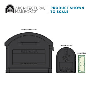 ARCHITECTURAL MAILBOXES Grand Haven Plastic, Mailbox and Post Kit, Black Extra Large