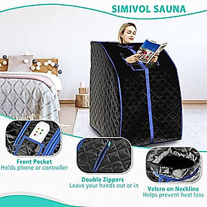 Simivol Infrared Sauna for Home, Portable Home Sauna Personal Sauna Tent, Infrared Home Spa One Person Sauna with Heating Foot Pad and Portable Chair(Black)