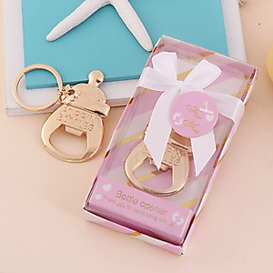 24 Pack POPPIN BOTTLES Key chain Bottle Opener Girl Baby Shower Favors for Guests Girl Baby Shower Souvenirs Bottle Opener,Girl Pink Baby Shower Decoration Supplies (Pink, 24)