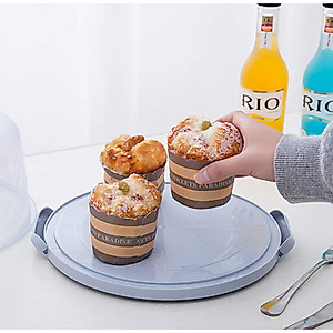 Plastic Small Cake Carrier Holder with Collapsible Handle Cover Round Cupcake Container Suitable for 6 inch Diameter Cake or less(Blue)