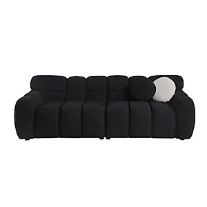 Tmsan 86.5" Boucle Cloud Sofa Couch, Modern Tufted 3 Seater Sectional Sofa Set for Living Room, Comfy Upholstered Couch Bed with 2 Accent Pillows for Bedroom Apartment Office