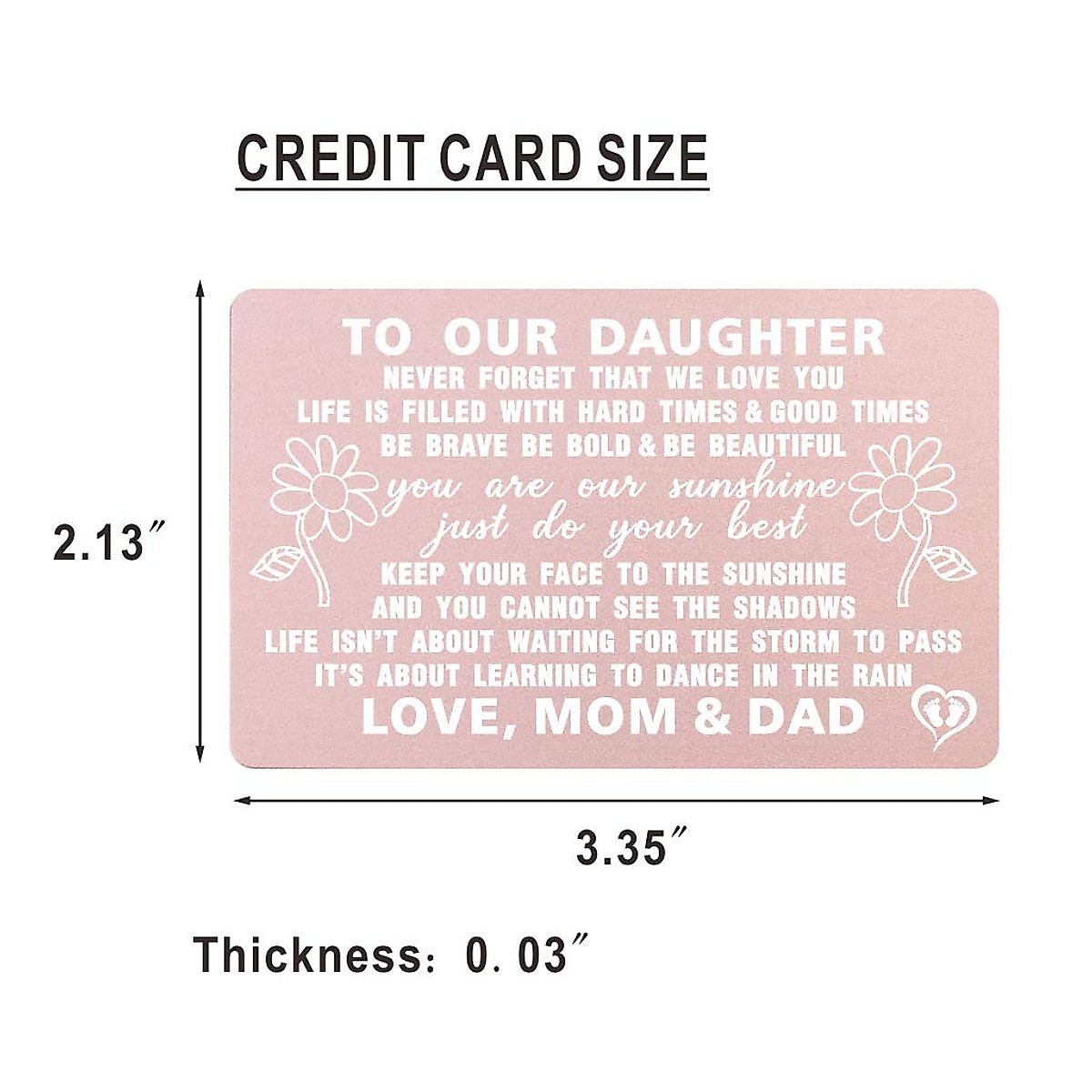 Resdink to Our Daughter Gifts from Mom and Dad, Inspirational Graduation Gift for Daughter from Parents, Daughter Birthday Metal Card Stuff, Christmas Mother's Day Gifts for Young Daughter