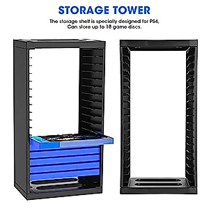 SALUTUY Game Holder Rack, Stylish Multimedia Storage Functional Game Accessories Organizer Game Disc Storage Organizer Shelf Space-Saving Adjustable for Game Discs