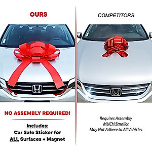 CarBowz Big Pink Car Bow, Happy Birthday Bow, Giant 30" Bow, Non Scratch Magnet, Weather Resistant Vinyl