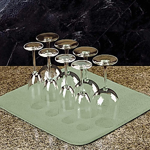 Dish Mat Absorbent, Reversible, Microfiber,Dish Drying Mat for Kitchen,Machine Washable Farmhouse Dishes Drainer for Countertop Fast Drying, Sage Green Drying Mat 16 X 18 Inch