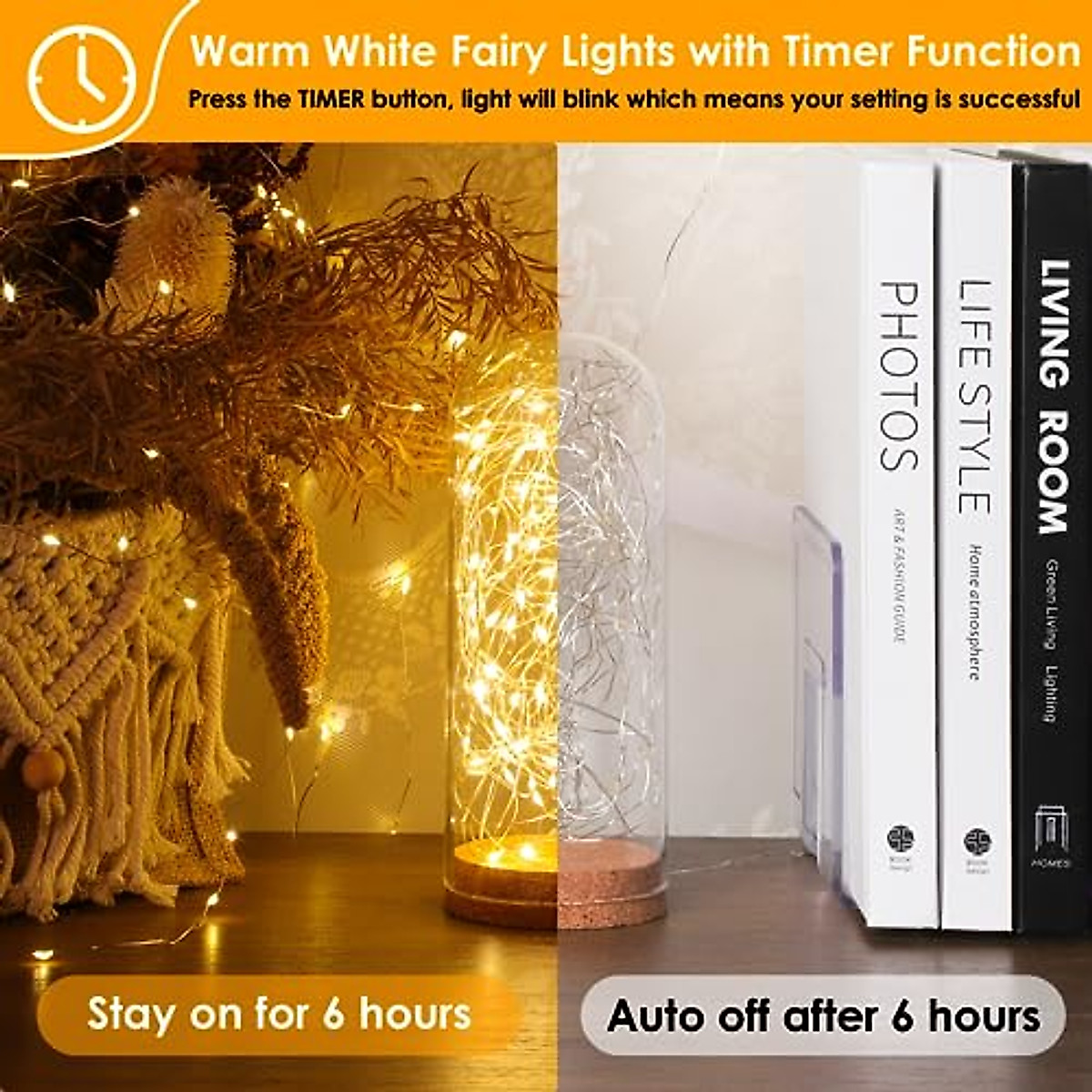 Mlambert 3 Pack 33FT Fairy String Lights Battery Operated with Remote and Timer, 100 LED Dimmable Waterproof Silver Wire 8 Modes Twinkle Lighting for Bedroom Indoor Outdoor Christmas Decor-Warm White