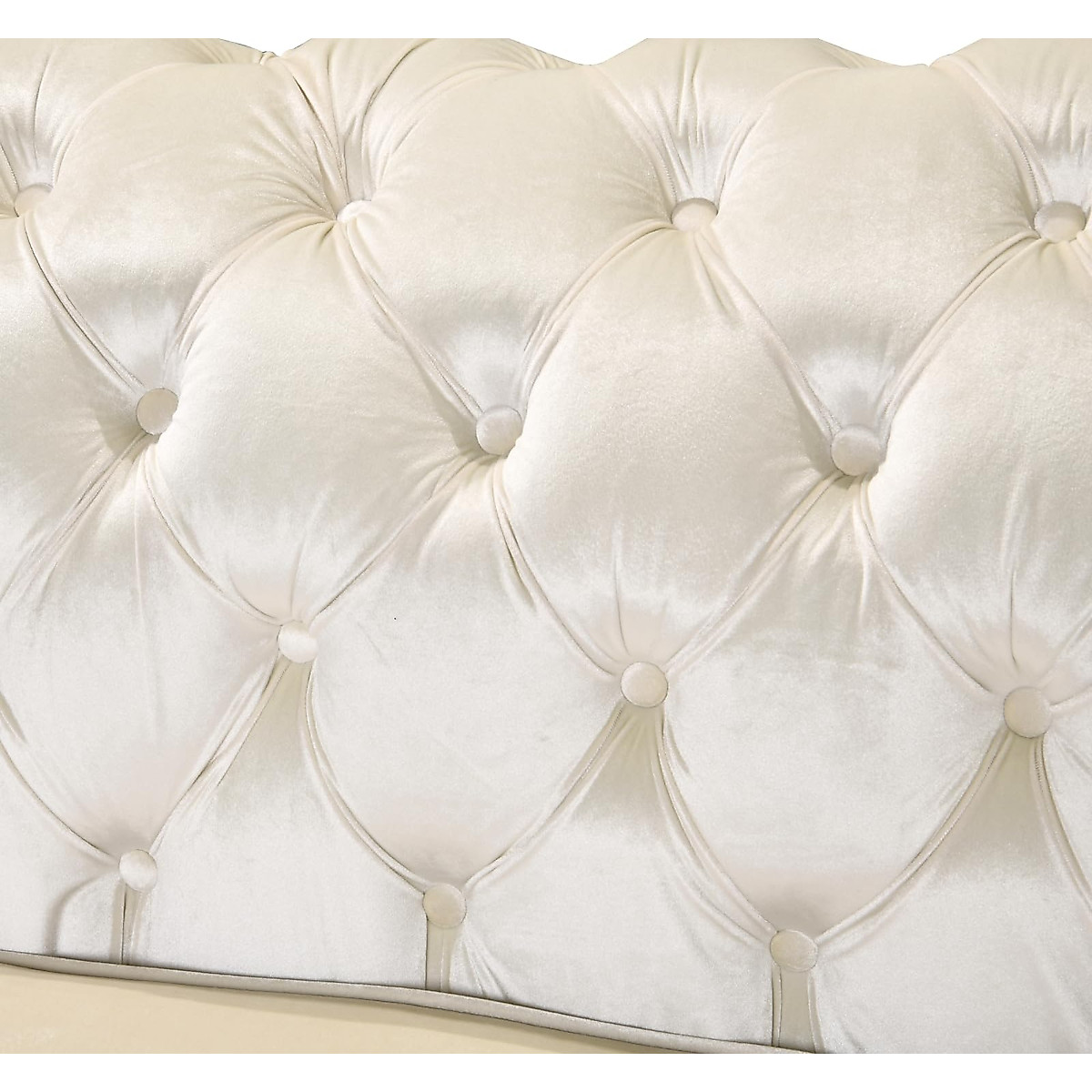 RUNOLIG Chesterfield Sofa, Velvet Sofas and Couches with Button Tufted Design and Gold Legs, Upholstered Sofa with 2 Pillows and Wood Frame, Modern 3 Seat Couch for Living Room, Apartment (Beige)