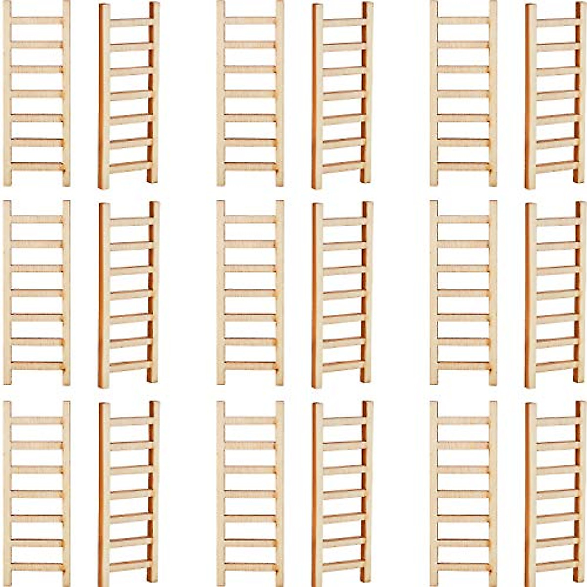 Skylety 20 Pcs Mini Wooden Step Ladder Fairy Garden Ladder Furniture Miniature Ladder Dollhouse Ornament DIY Craft Accessory for Landscape Decor
