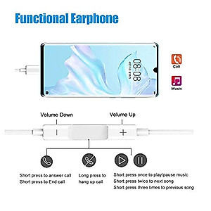 USB C Digital Earbuds Type C Earphones with Microphone Noise Cancelling USB C Headphones with Mic Wired in-Ear Headsets Compatible with Google Pixel 3/3XL/2/2XL,Samsung Galaxy Note 20 Plus S22 Ultra
