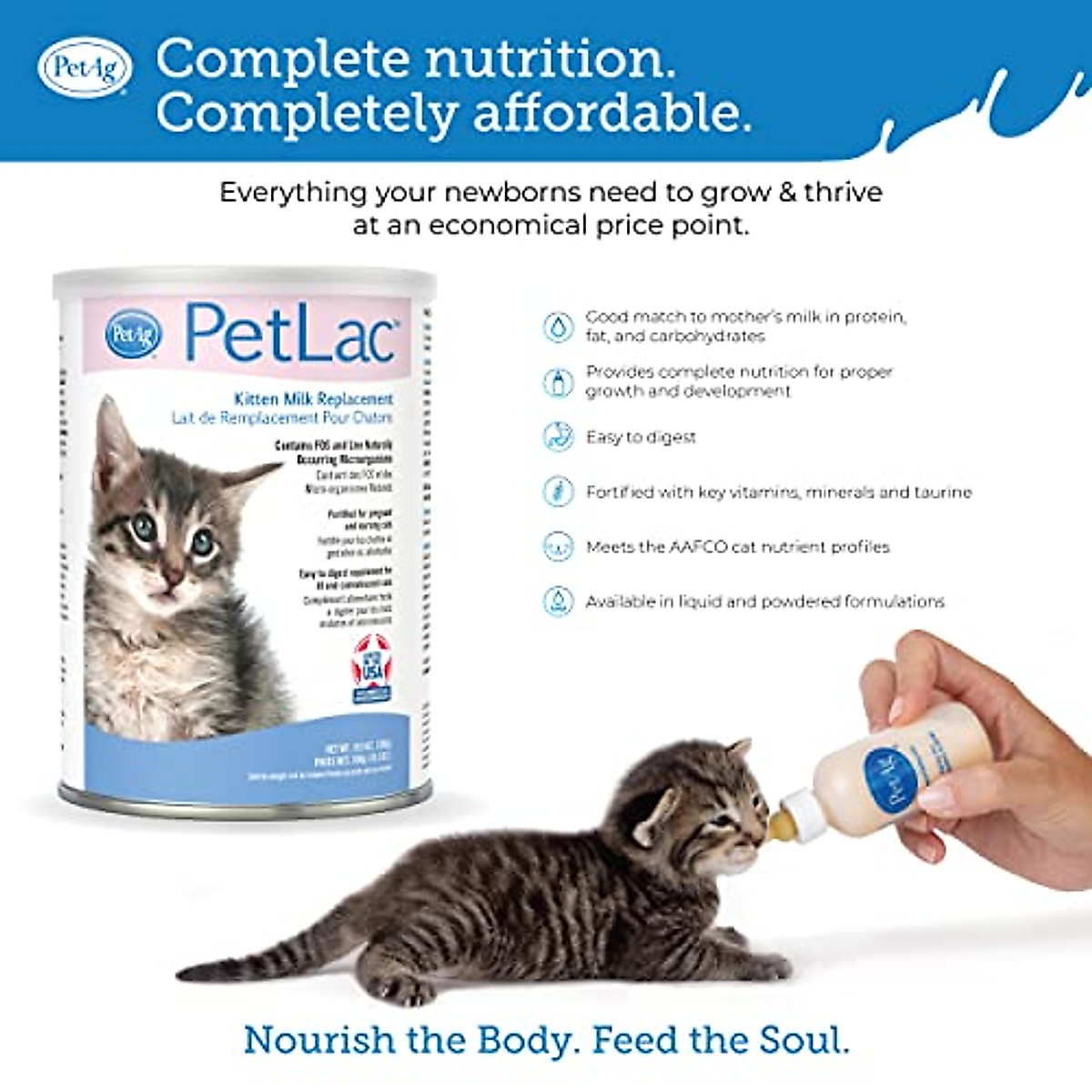 PetAg Petlac Milk Powder for Kittens - Kitten Formula Milk Replacer with Vitamins, Minerals, and Amino Acid - 10.5 oz