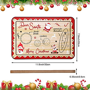 Santa Cookie Plate Dear Santa Christmas Cookies Plate Christmas Treat Santa Tray Wooden Tray Plate Platter Mat Wood Plates Christmas Decorations for Kids Christmas Supplies (Chic Rectangular)