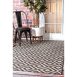 nuLOOM Marybelle Tribal Diamond Indoor/Outdoor Area Rug, 6' 3" x 9' 2", Grey
