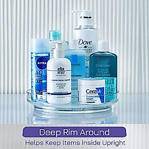 2 Pack, 9 Inch Clear Non-Skid Lazy Susan Organizers - Turntable Rack for Kitchen Cabinet, Pantry Organization and Storage, Fridge, Bathroom Closet, Vanity Countertop Makeup Organizing, Spice Rack