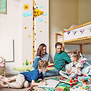 Baby Height Growth Chart Ruler for Kids Room Decor,3D Movable Giraffe Height Ruler Nursery Animal Wall Decals