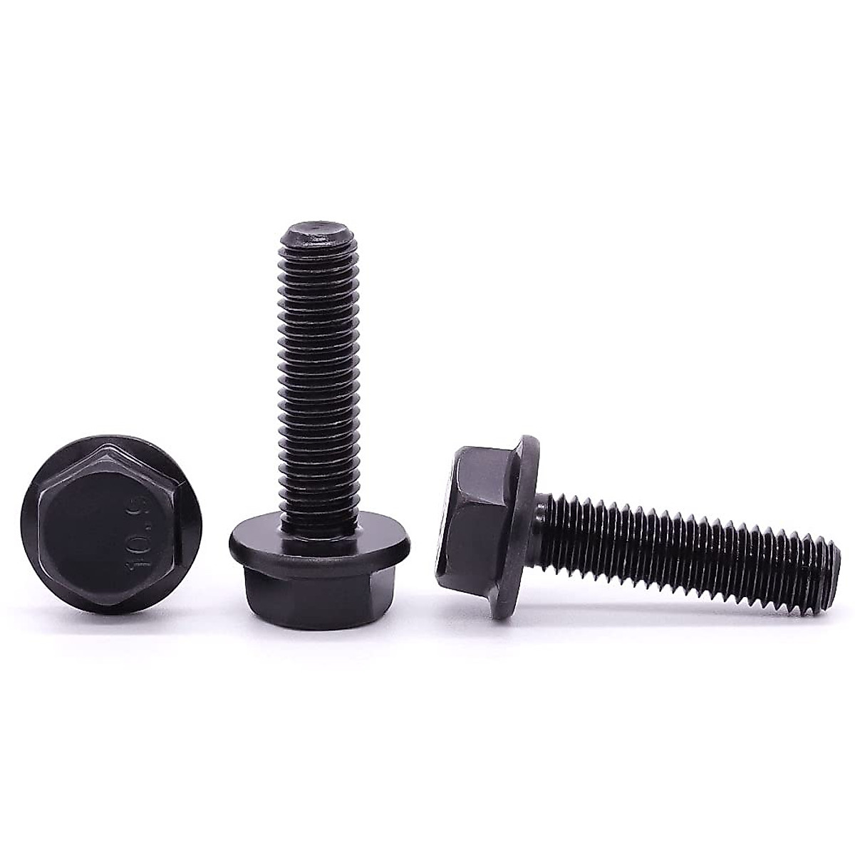 M10-1.5 x 20mm Flanged Hex Bolts Screws, 10.9 Grade Alloy Steel Hexagon Flange Bolts for Machinery Automotive, Black Oxide Finish, Full Thread, 10 PCS
