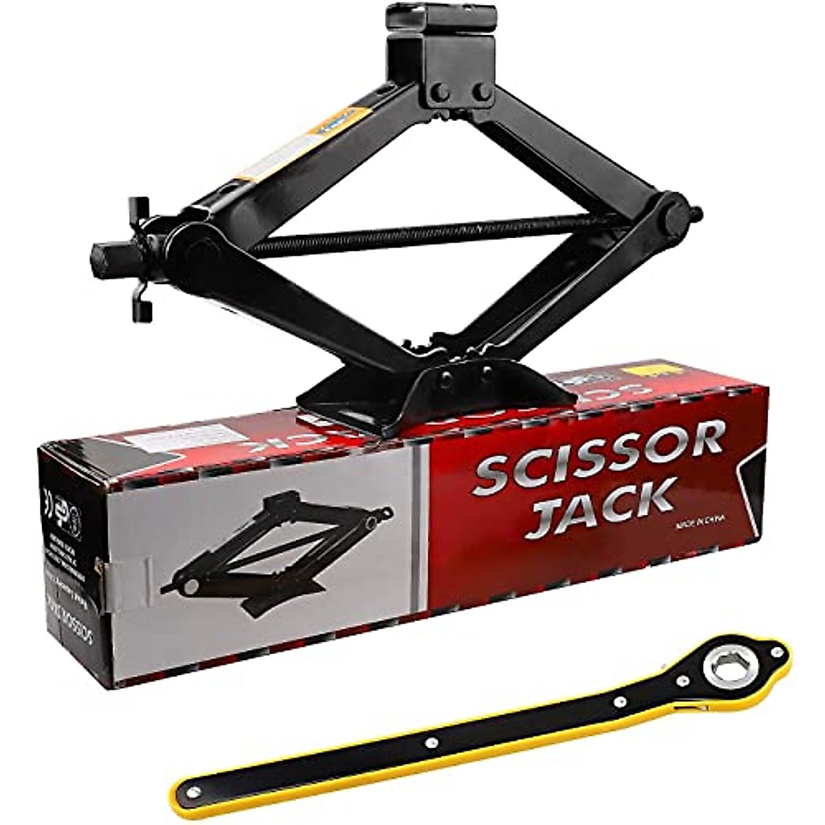 CPROSP Scissor Jack 2.5 tons (5,511 lbs) Capacity with Ratchet Handle Effort Saving Just for Emergency Use, not for Weekly Projects