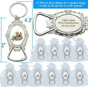 12 PCS Personalized First Communion Favor Engraved Bottle Opener Keychain Recuerdos para Primera Comunion Niña Niño Customized