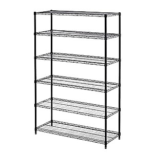 Alera NSF Certified 6-Shelf Wire Shelving Kit, 48w x 18d x 72h, Black