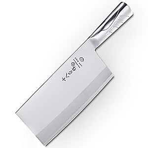 SHI BA ZI ZUO Kitchen Knife 8 Inches Versatile Butcher Cleaver Chopper Knife Slicing Meat Chopping Bones for Home Kitchen and Restaurant