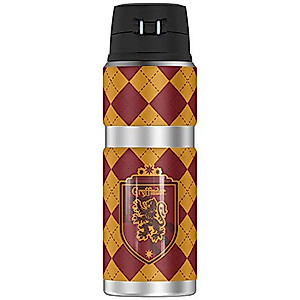 Harry Potter Gryffindor Plaid Sigil, THERMOS STAINLESS KING Stainless Steel Drink Bottle, Vacuum insulated & Double Wall, 24oz