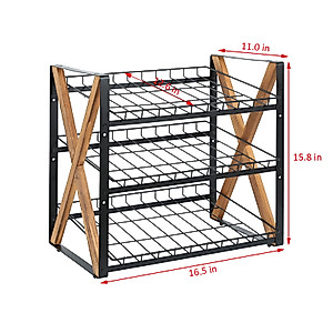 Stackable Can Rack Organizer, 3 Tier Stacking Can Storage Dispenser Wood Holder for Storing Canned Pantry Kitchen Cabinet or Countertop, for 36 Cans, Black