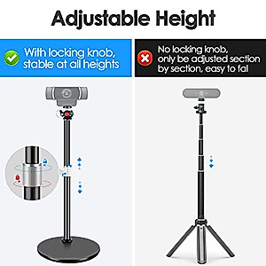 Nycetek Webcam Tripod Stand for Desk: Webcam Stand for Logitech Brio | C920 | C922 - Height & Angle Adjustable Desktop Tripod for Light & 1/4" Thread for Live Streaming | Video Calling