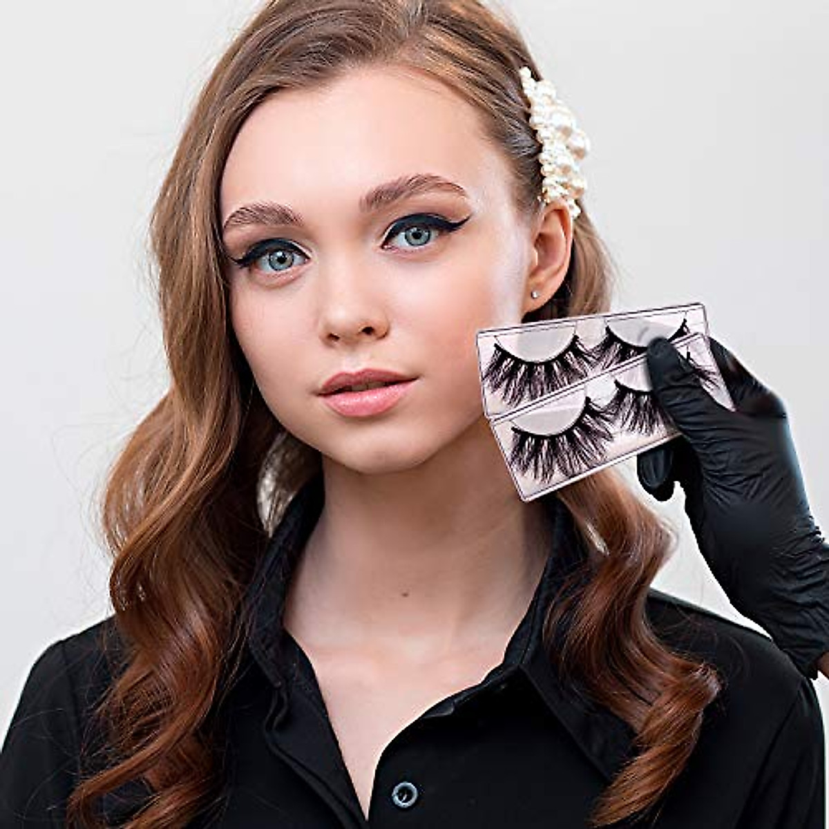 100 Packs False Eyelash Storage Box with Eyelash Tray, Empty Fake Eyelash Packaging Box Plastic Eyelash Care Storage Cases for Women Girls (Clear)