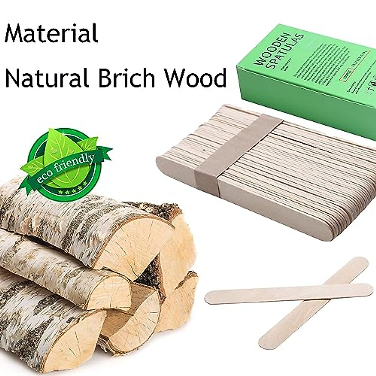 Bluezoo 100 Count Waxing Sticks Spatulas Large Wood Wax Applicator for Eyebrow Bikini Line Hair Removal and Smooth Skin, Salon Spa and Home Usage, Wooden Wax Stick