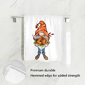 Thanksgiving Turkey Gnome Hand Towels Fall Harvest Festival Decor Kitchen Dish Towel Quality Premium Bathroom Washcloth 30 x 15 Inches for Beach Guest Hotel Spa Gym Sport Yoga Home