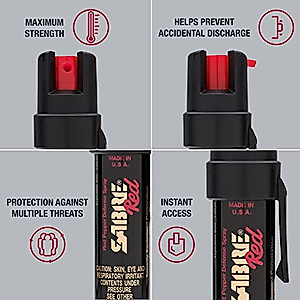 SABRE RED Compact Pepper Spray for Self Defense, Max Police Strength OC Spray, UV Dye, Easy Carry Fast Access Belt Clip, Protect Against Multiple Threats Secure Easy to Use Safety, 0.67 fl oz, 2 Pack