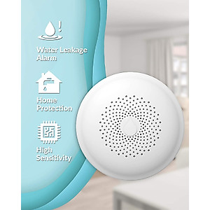 Ecoey Water Leak Detector (2.4G) , Water Sensor Alarm, Smart WiFi, Low Battery Warning, APP Alerts, Continuous Monitoring for Basement, Home,Battery Operated, 1 Pack