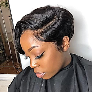 west kiss Pixie Cut Wig Short Lace Front Wigs for Black Women 13x4 Lace Front Wigs human hair 180 density Pre Plucked With Baby Hair Natural Hairline 8 inch