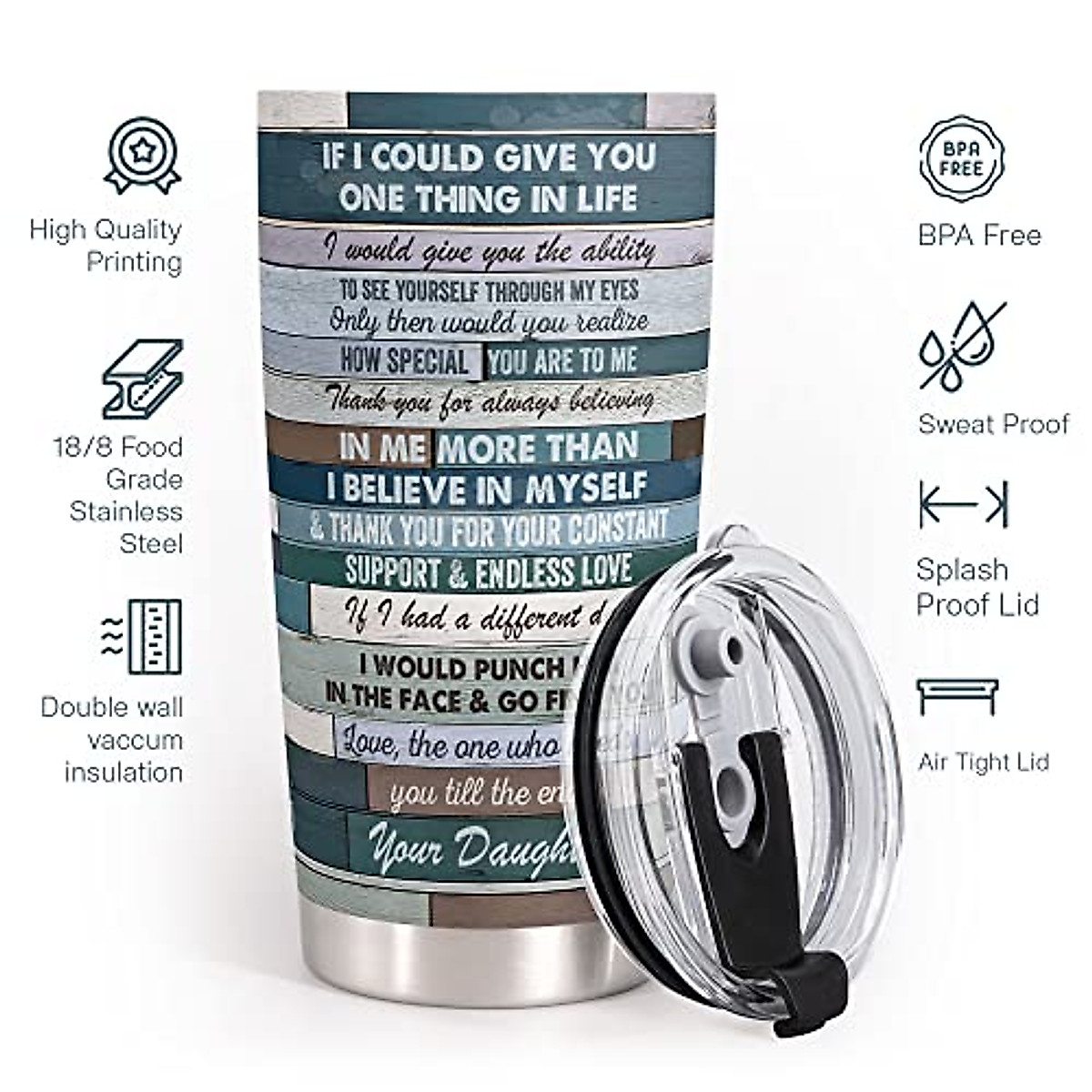 Macorner Gifts Set For Mom & Dad - Stainless Steel Tumbler 20oz For Parents From Daughter - Fathers Day Gift For Dad Mothers Day Gifts For Mom From Daughter - Christmas Gifts For Parents From Daughter