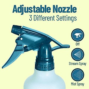 Refillable Stream and Spray Colored Squirt Bottles - 12oz Refillable Mister Bottle for Cleaning Solutions, Gardening, Grooming and Hair Salon COLORS MAY VARY | 3-BOTTLES