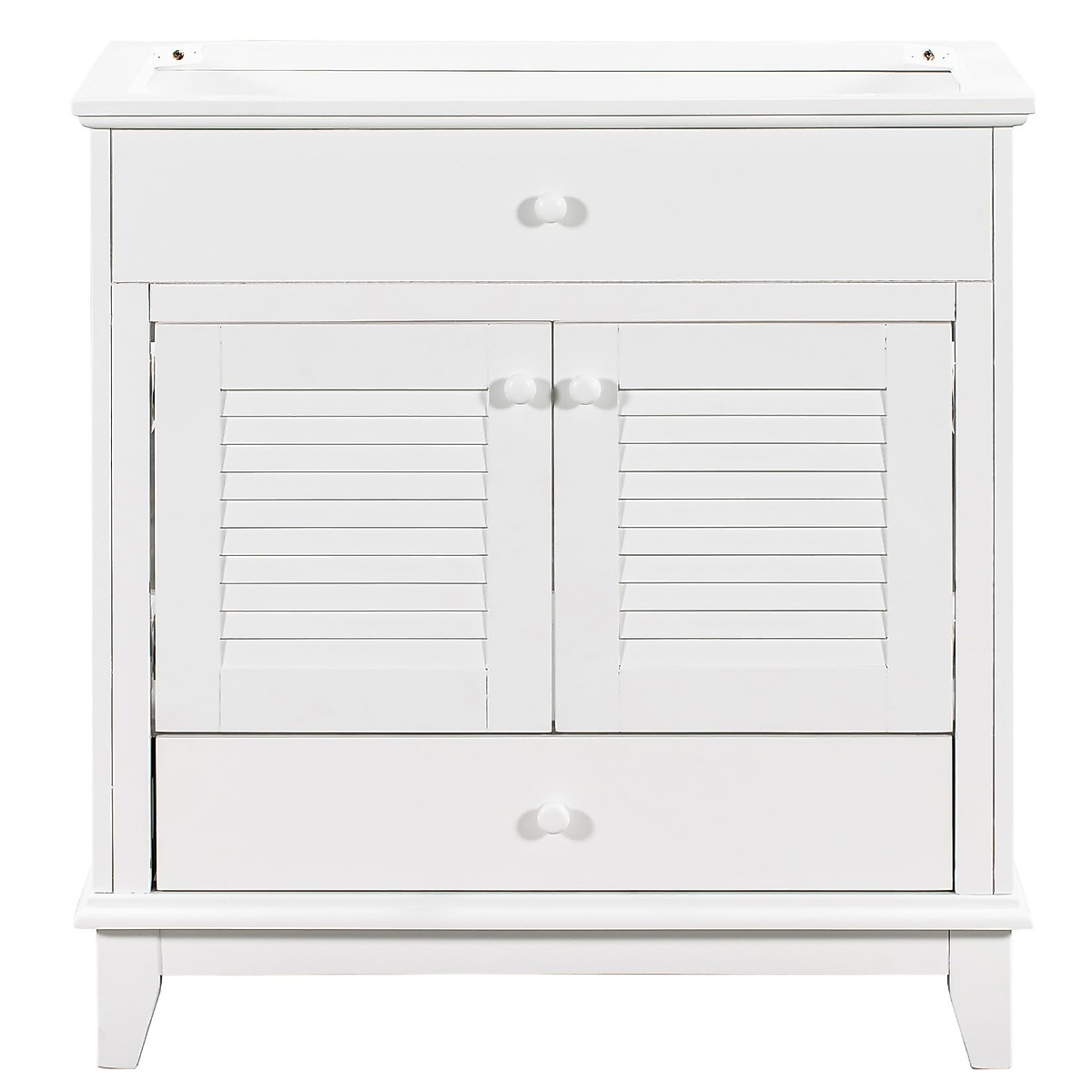 Ymlpre 30" Bathroom Vanity Cabinet Without Sink Top, Modern Bathroom Storage Cabinet with 2 Shutter Doors, 1 Drawer, Sink Basin Not Included, Freestanding Bathroom Vanity Base Without Sink, 30" A